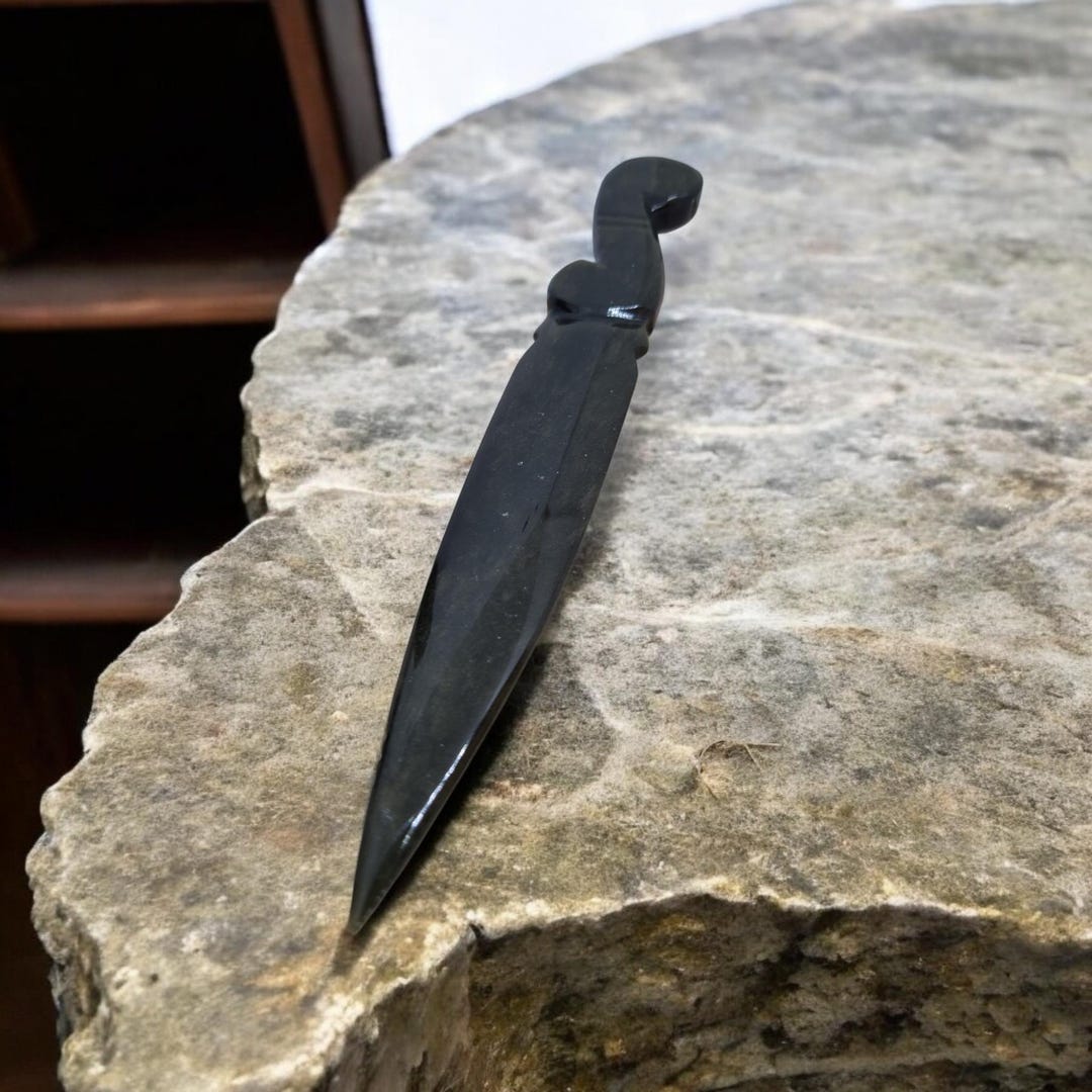 Obsidian Crystal Athame, Athame Crystal Dagger, Black Obsidian Dagger ...