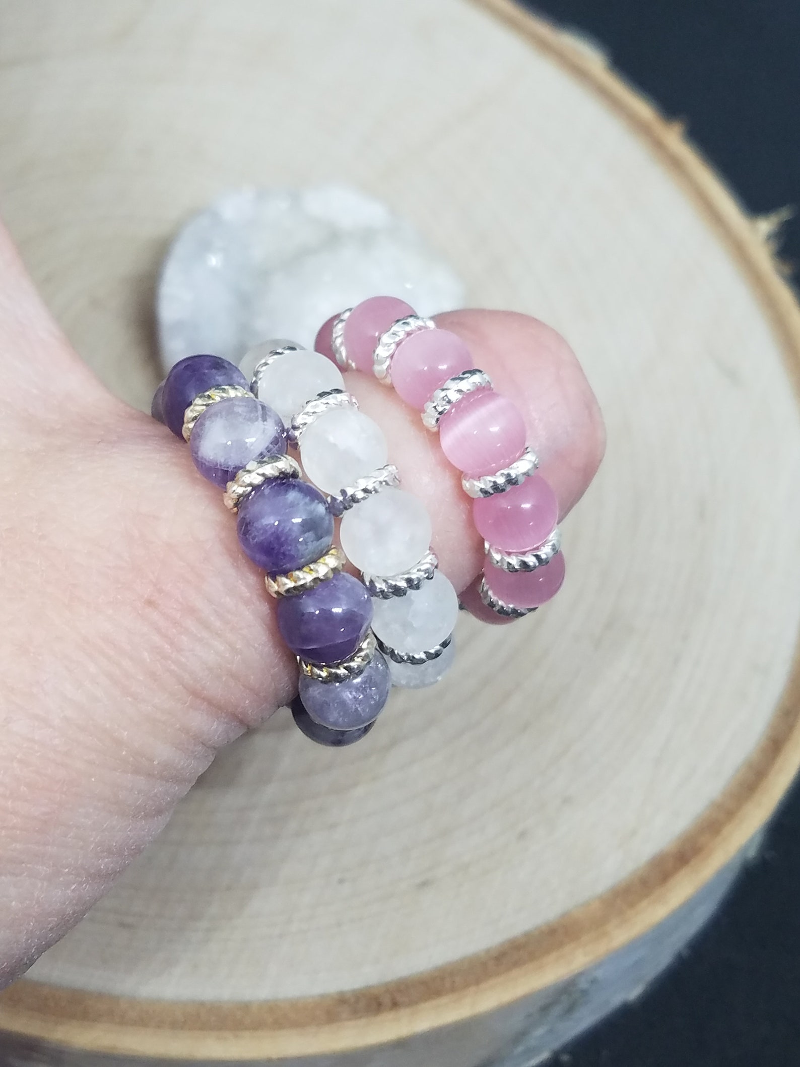 Healing Crystal Ring Set Large Stone Ring Set Quartz Ring - Etsy