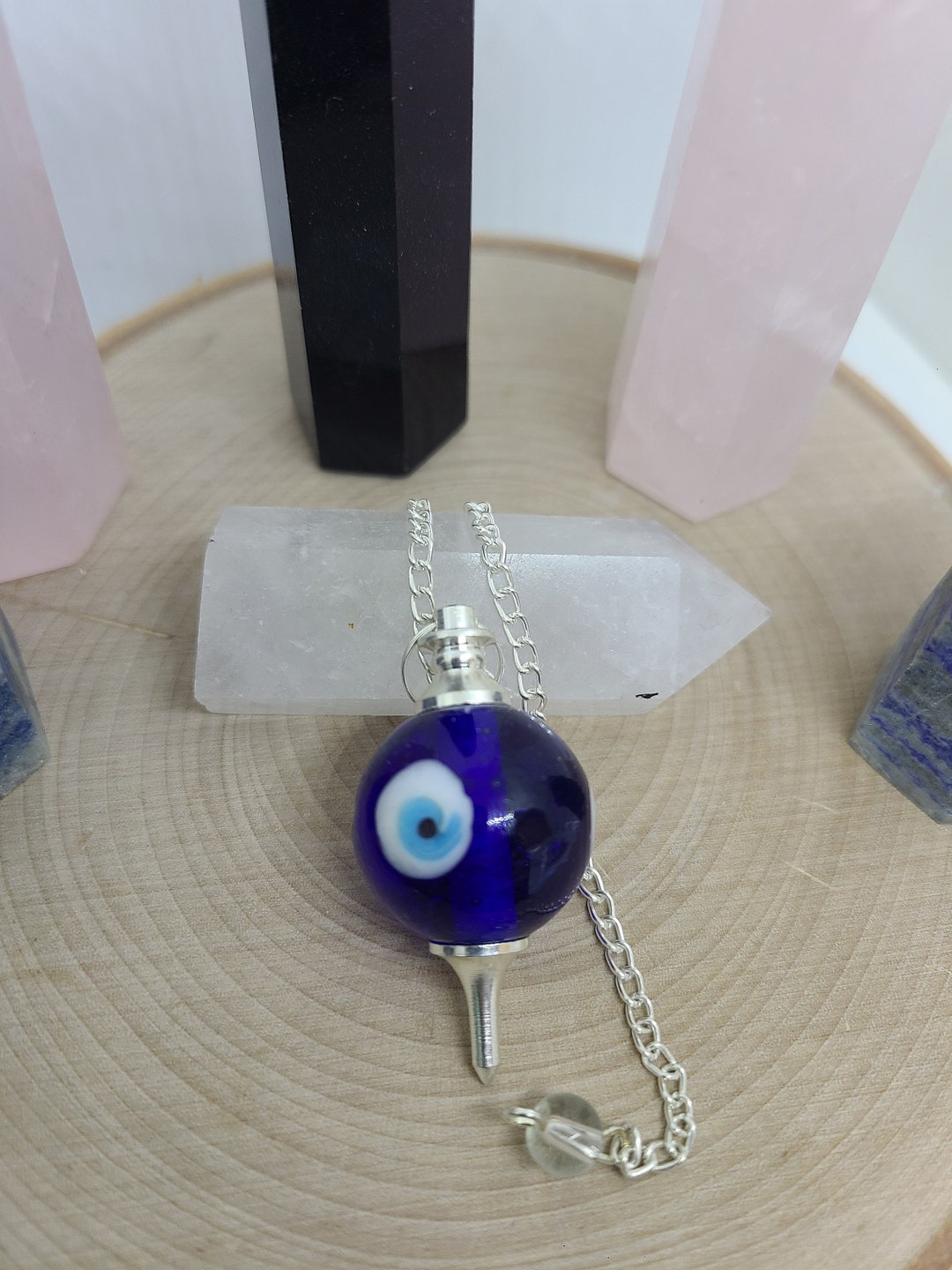Evil Eye Crystal Pendulum, Altar Divination Tools, Evil Eye Charm, Evil ...