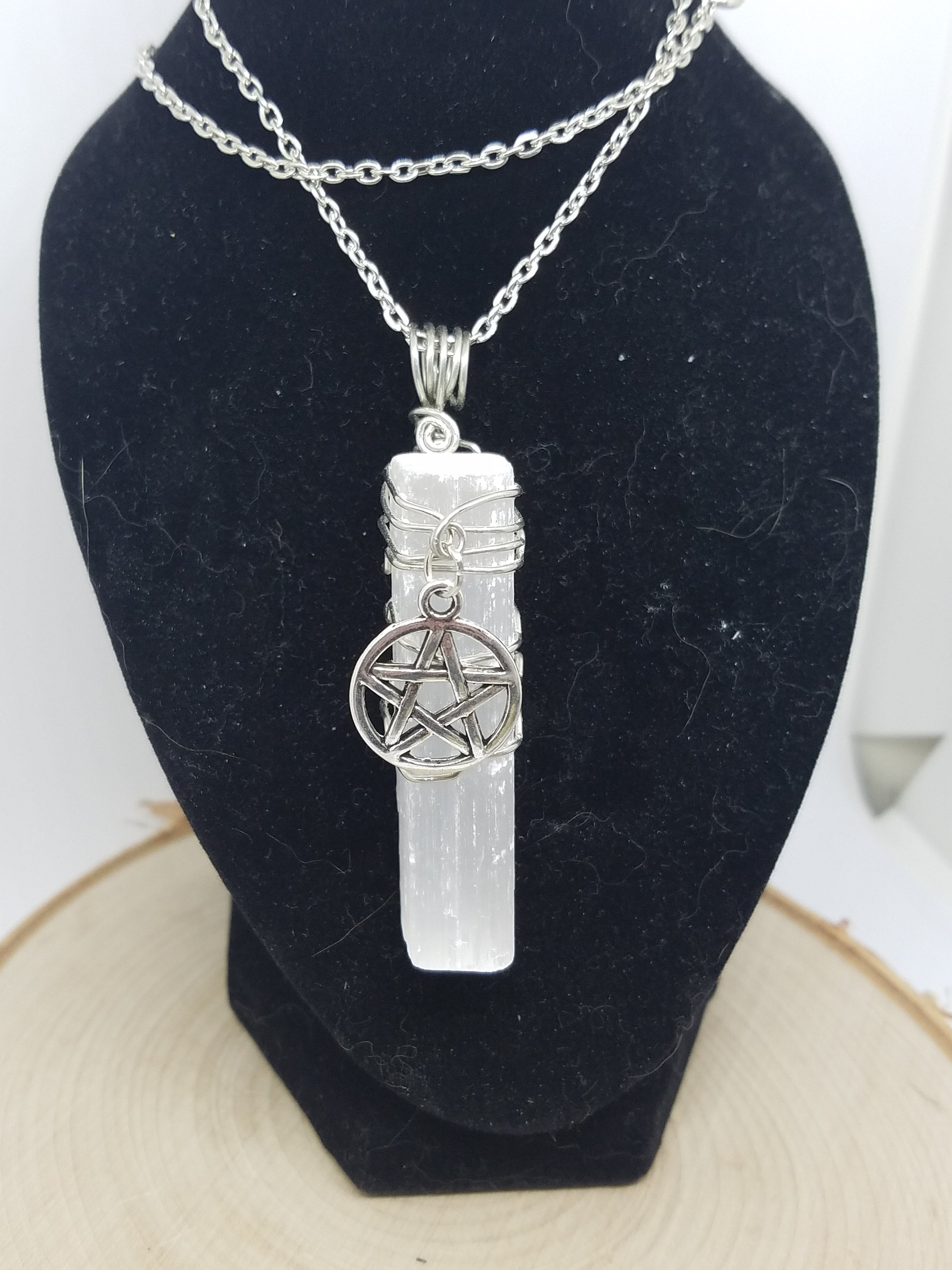 Selenite Necklace, Selenite Pendant, Selenite Crystal Necklace, Raw ...