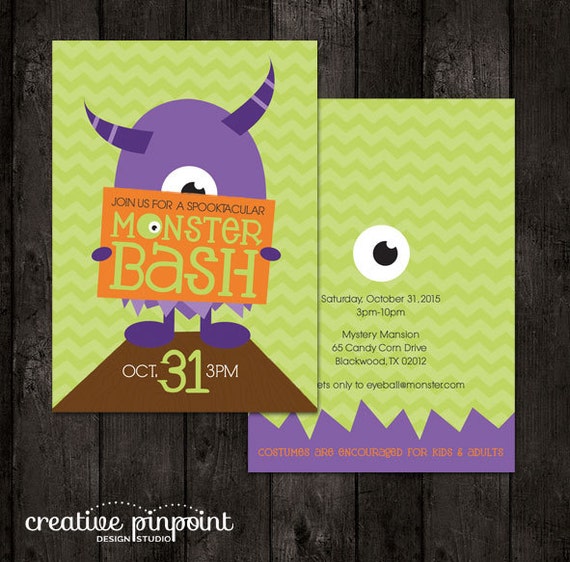 Halloween Invitation - Monster Invitation - Monster Bash Invitation ...