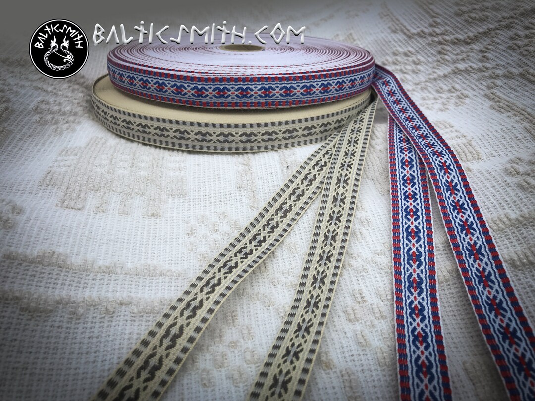 Latvian Traditional Ornament Trim or Ribbon "aka" (well) and "krupis ...