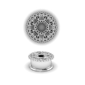 LOTUS : Gauged Lotus Mandala Plugs | Lotus Gauges | Sterling Silver ...
