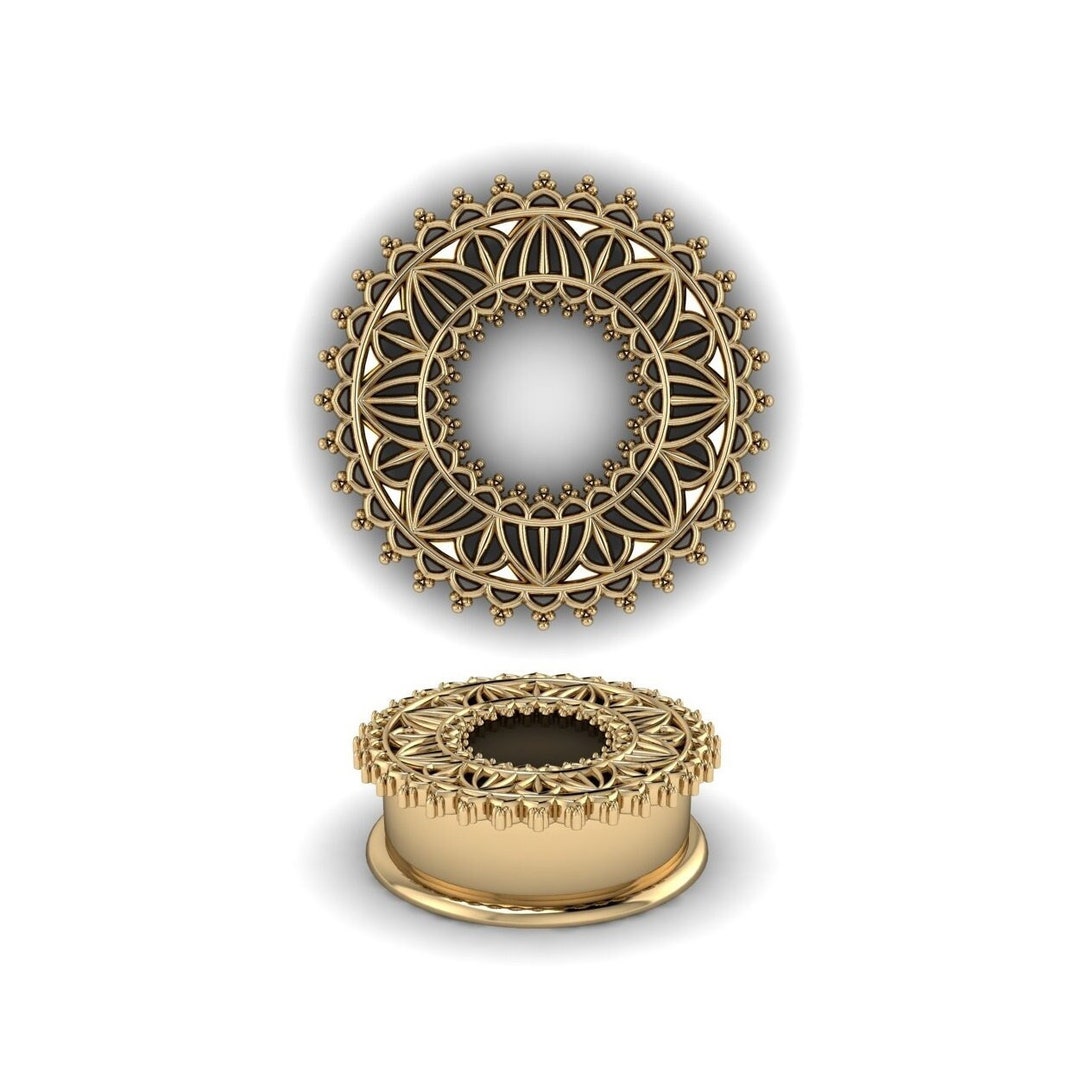 LOTUS : Gauged Lotus Mandala Plugs | Lotus Gauges | Sterling Silver ...