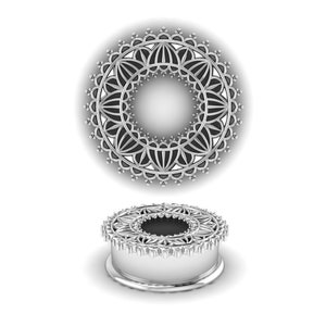LOTUS : Gauged Lotus Mandala Plugs | Lotus Gauges | Sterling Silver ...