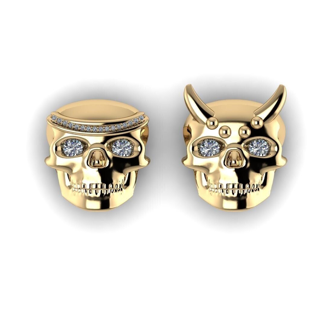 DUALITY : Gauged Diamond Skull Angel & Demon Plugs in Your Choice of ...