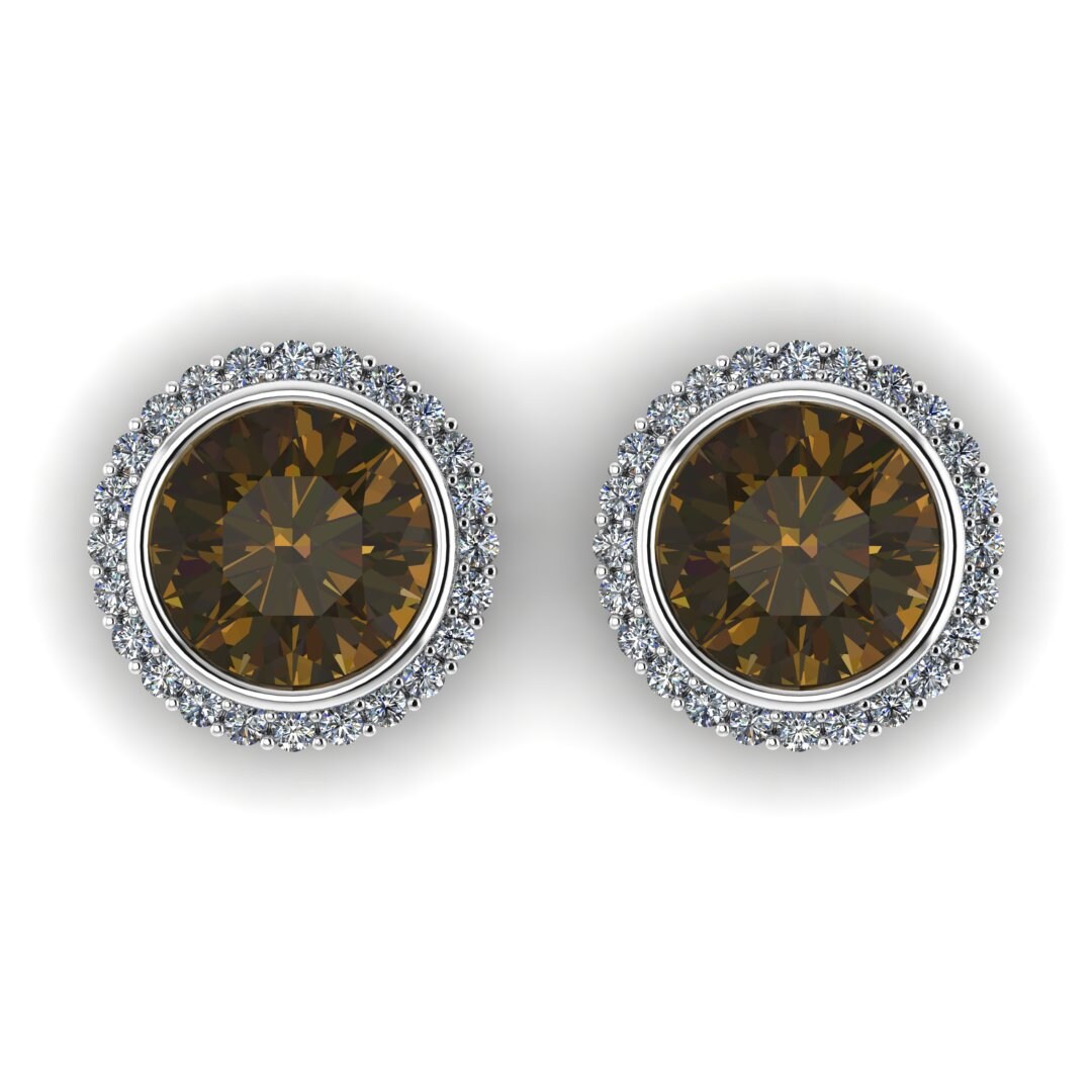 BEJEWELED : Gauged Smokey Quartz & Diamond Halo Plugs in Your Choice of ...