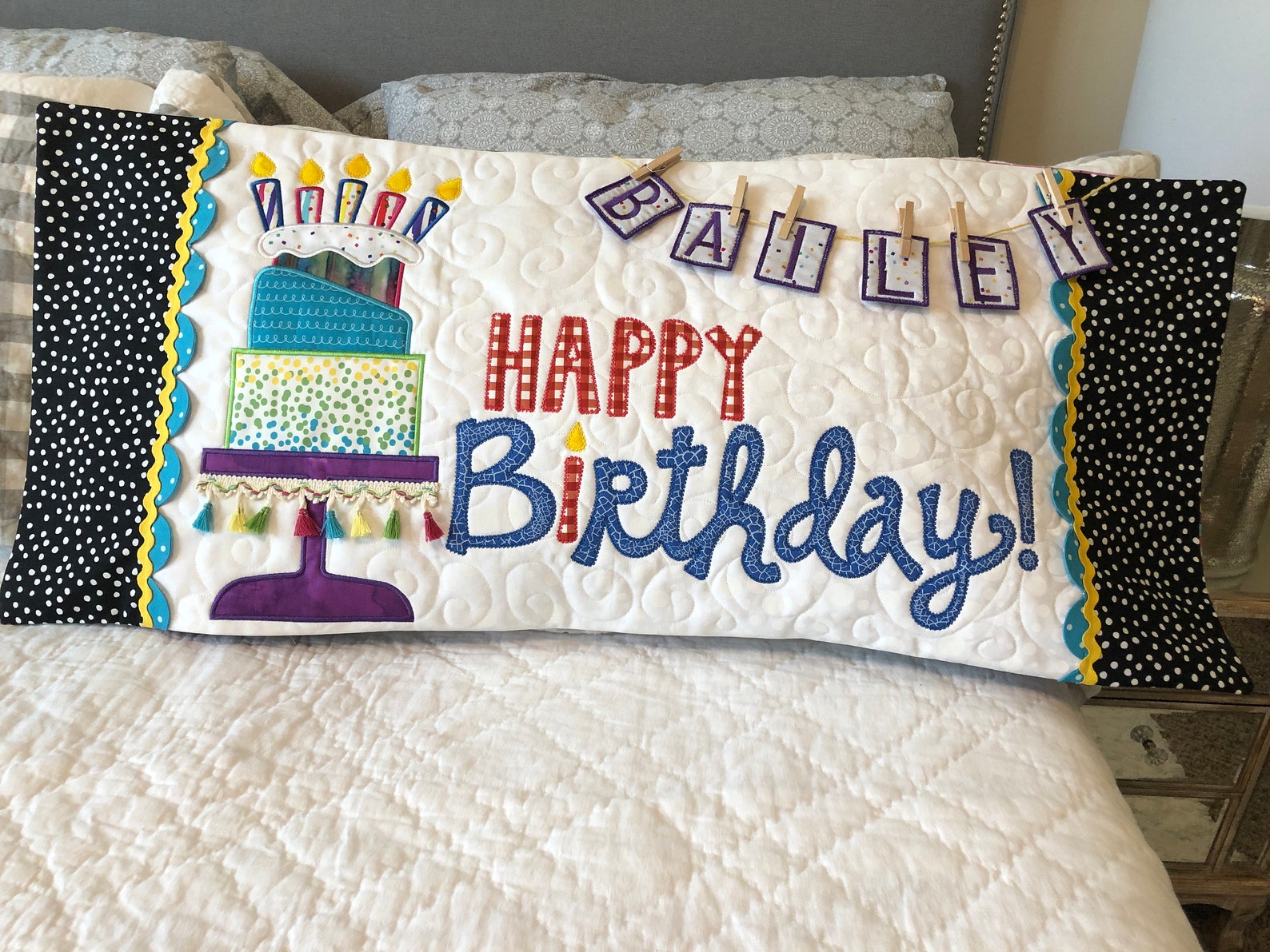 Handmade Happy Birthday Bench Pillow Cover Decor Pillow - Etsy