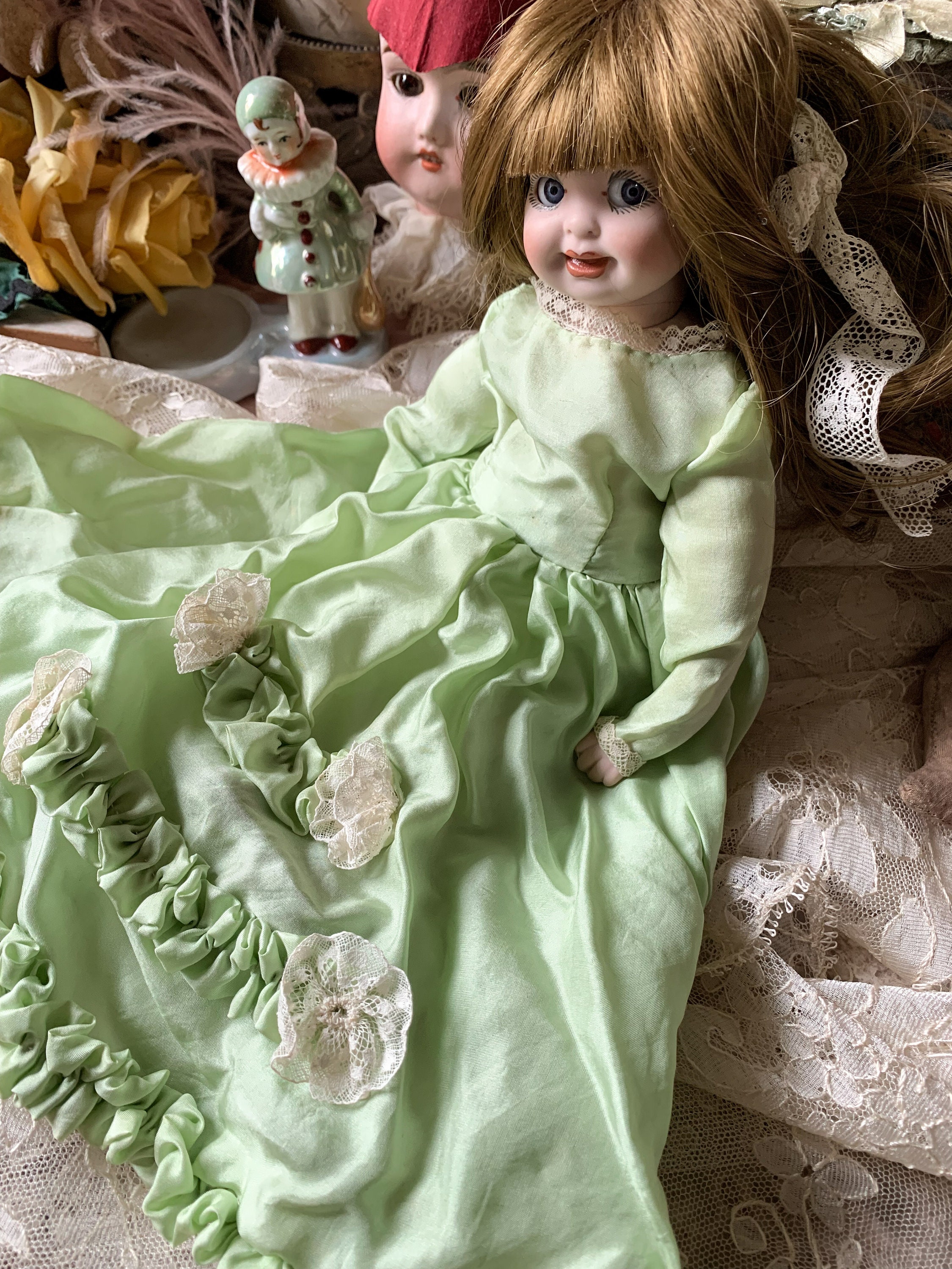 Vintage Googly Glass Eye Doll 80s Reproduction Porcelain Doll Etsy