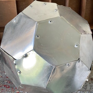 Vintage Metal Art Soccer Ball Sculpture Handmade Cut Metal Modern Ball ...