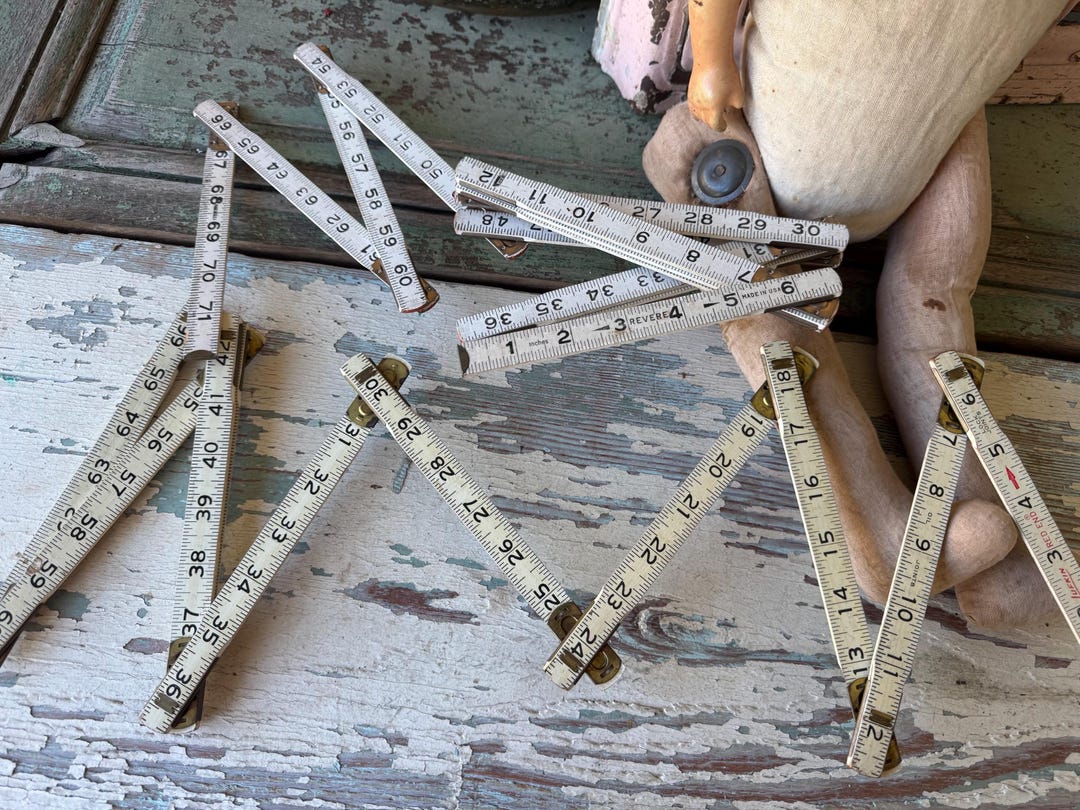Vintage Folding Rulers Lufkin Revere Wood Expandable Measuring Sticks ...