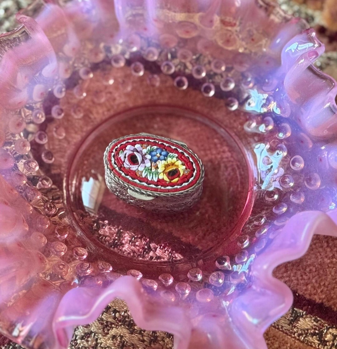 Vintage Micro Mosaic Pill Box Italian Miniature Flower Case 1.5 Inch - Etsy