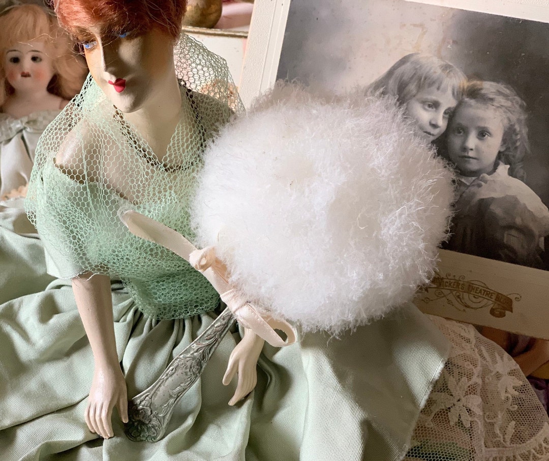 Vintage Powder Puff Wand Old Feather Swans Down Flapper Shabby Beauty ...