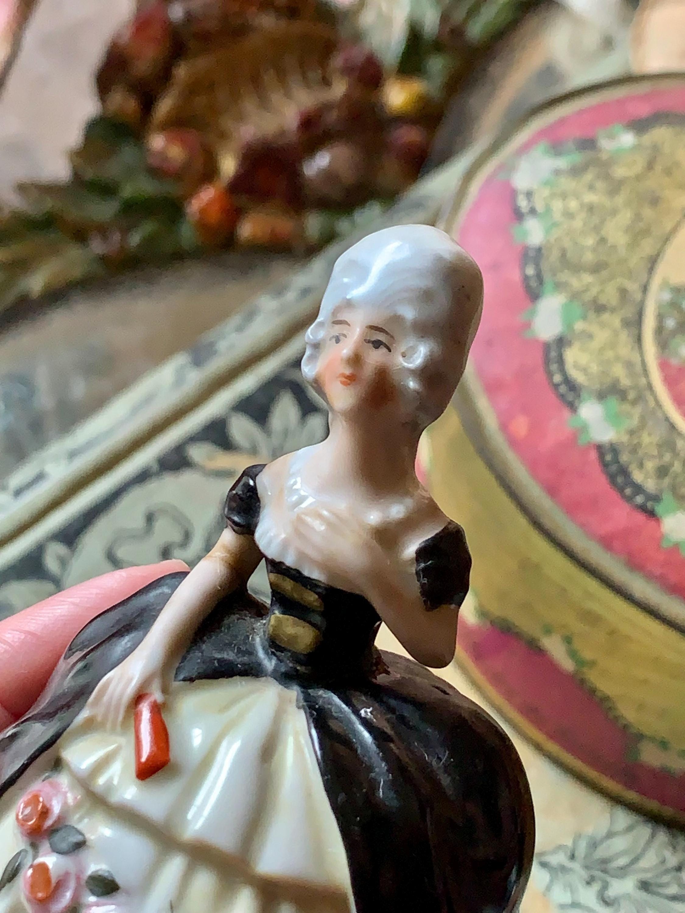Vintage Porcelain Lady Figurine Miniature French Style Girl Fancy Dress ...