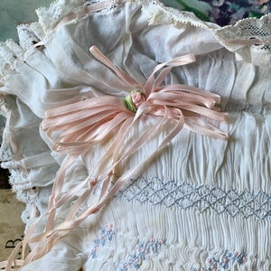 Vintage Miniature Ruffly Pillow Shabby Pink Ribbon Ruffly Lace Mini ...