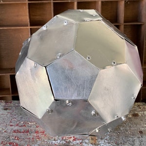 Vintage Metal Art Soccer Ball Sculpture Handmade Cut Metal Modern Ball ...