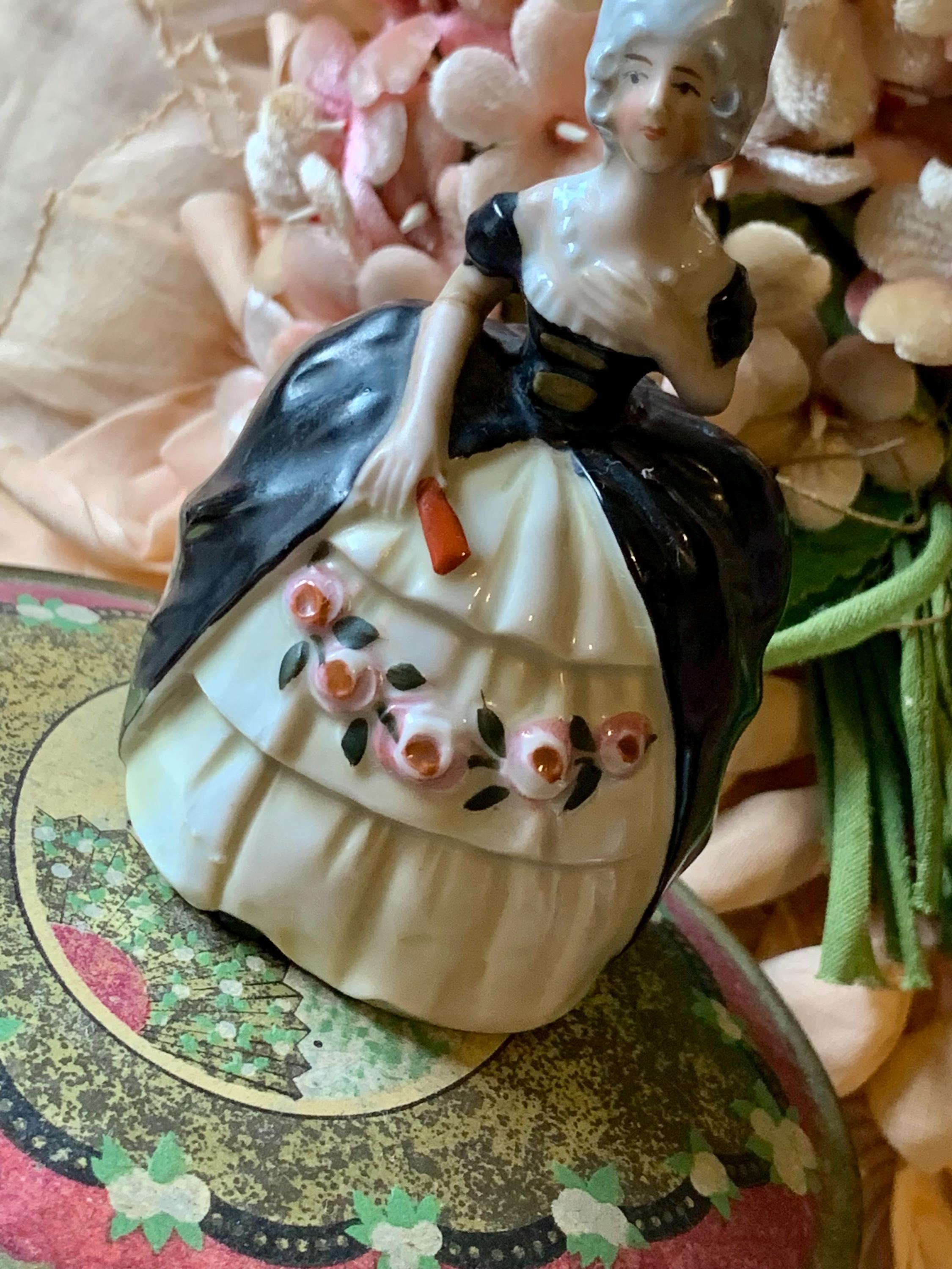 Vintage Porcelain Lady Figurine Miniature French Style Girl Fancy Dress ...