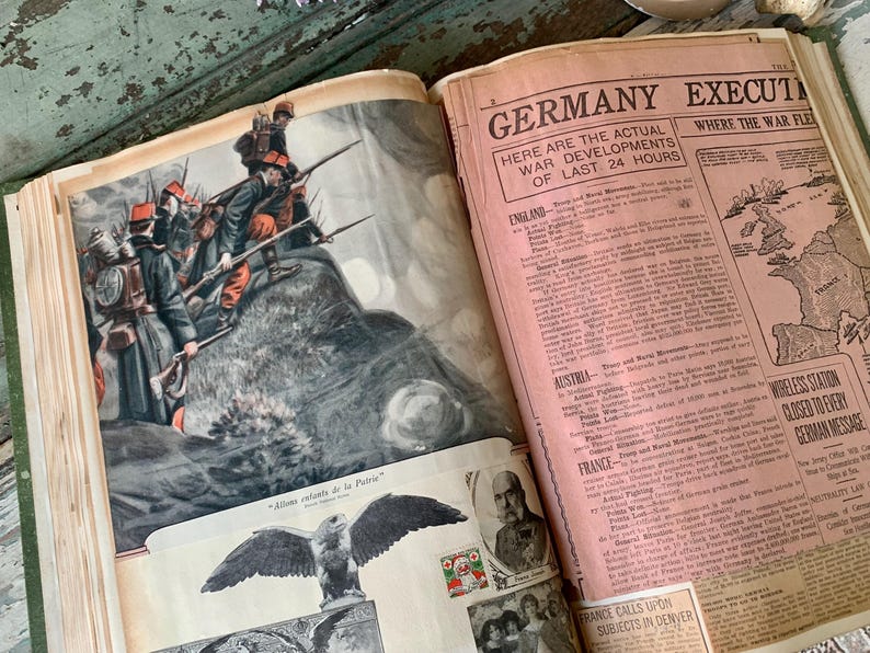 Antique WW1 Scrapbook Album Newspaper Clippings Scrap Book - Etsy