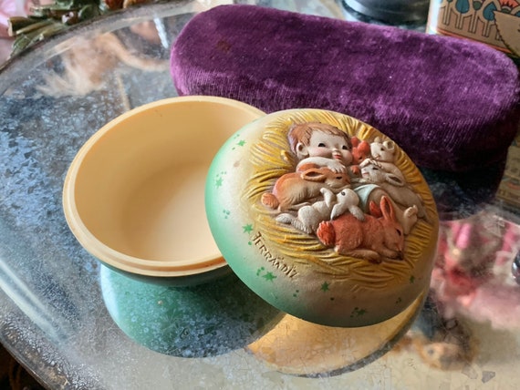 Vintage Anri jewelry box baby boy Jesus with animals … - Gem