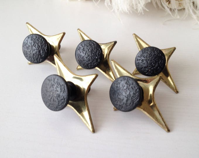 Vintage Set Starburst Knobs Back Plates Mid Century Furniture Cabinet ...