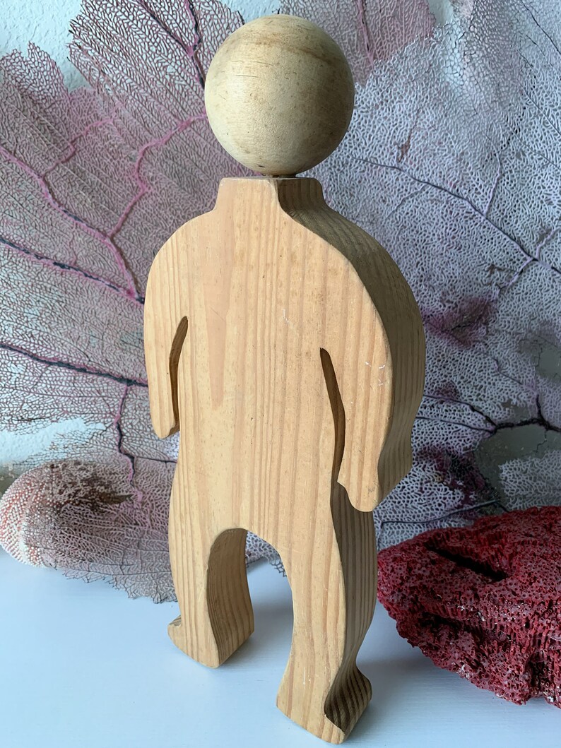Vintage wood figure statue homemade wooden man statue cut out | Etsy