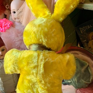 Vintage Stuffed Bunny Retro Yellow Plush Easter Toy Decoration Rabbit ...