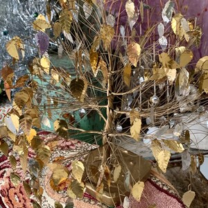 Vintage Gold Tree Statue Wire Sculpture Dangly Leaves Modern Sparkly ...