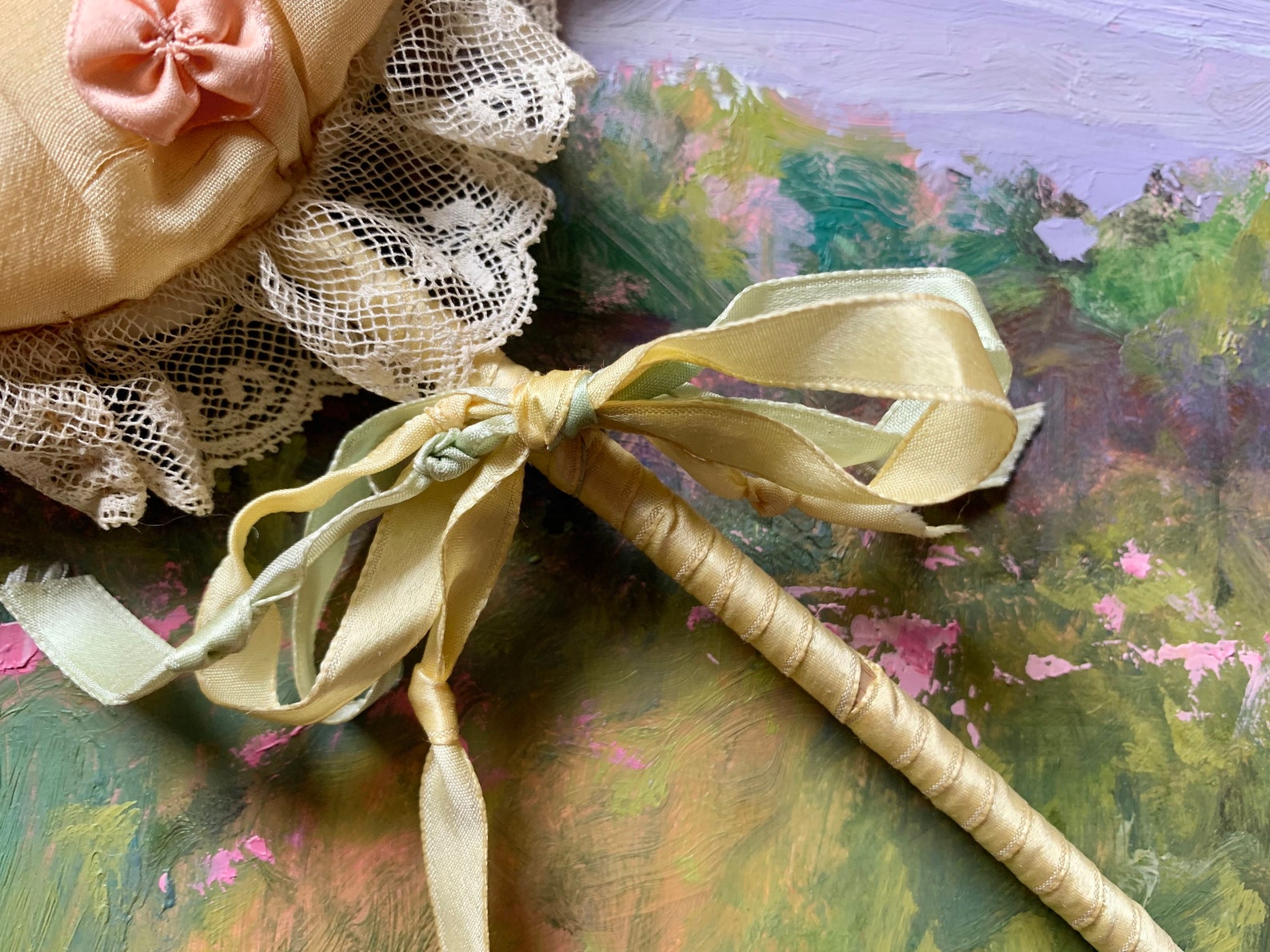 Vintage Powder Puff Wand Old Flapper Ribbonwork Flower Shabby - Etsy