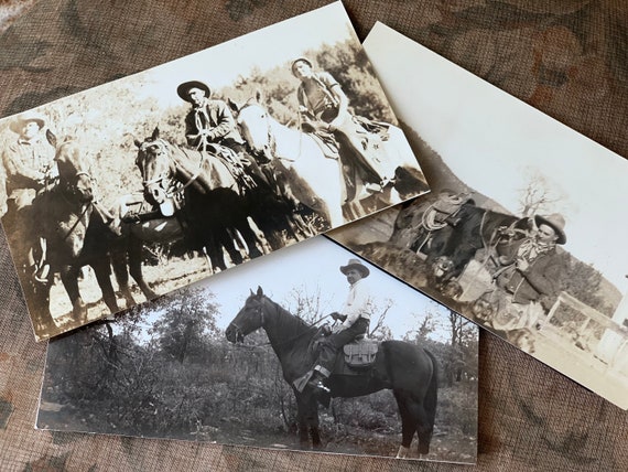 Vintage Set Cowboy Photos Old Ranchers on Horsebacks - Etsy