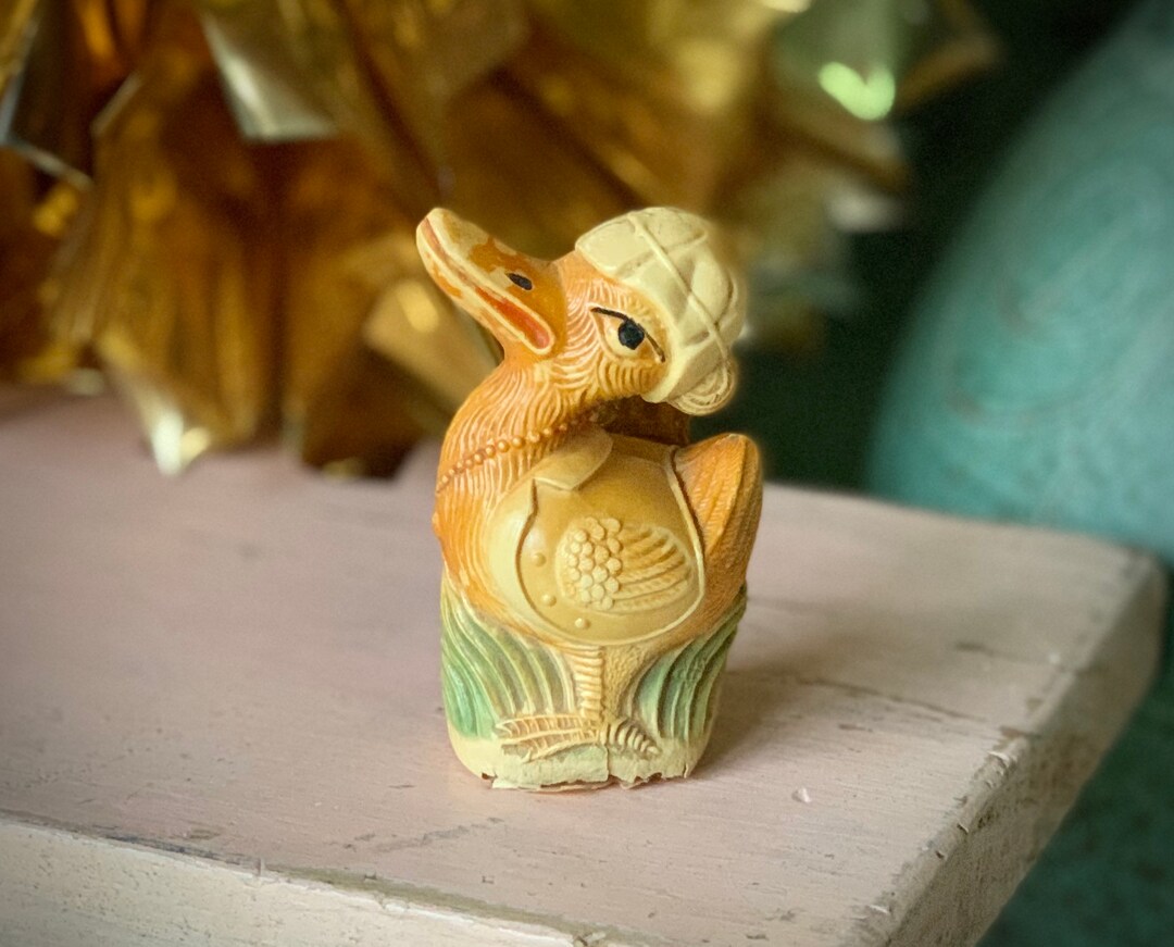 Vintage Miniature Celluloid Duck Dapper Hatching Egg Chick Easter ...