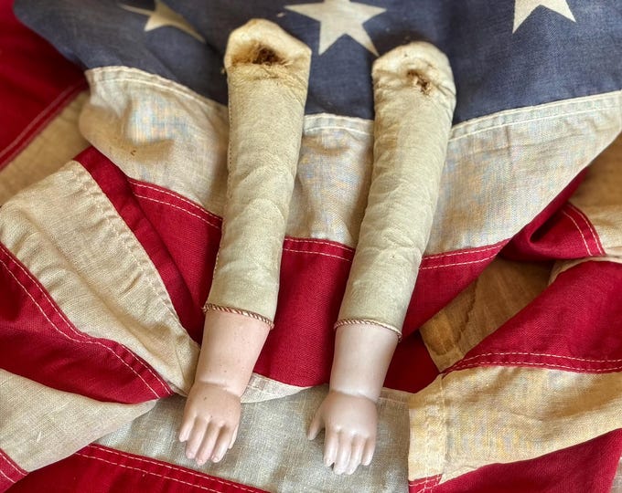 Vintage Pair Lady Doll Arms Oilcloth Bisque Porcelain Hands Salvaged ...
