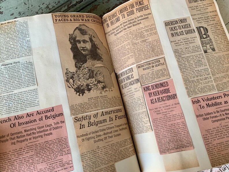 Antique WW1 Scrapbook Album Newspaper Clippings Scrap Book - Etsy