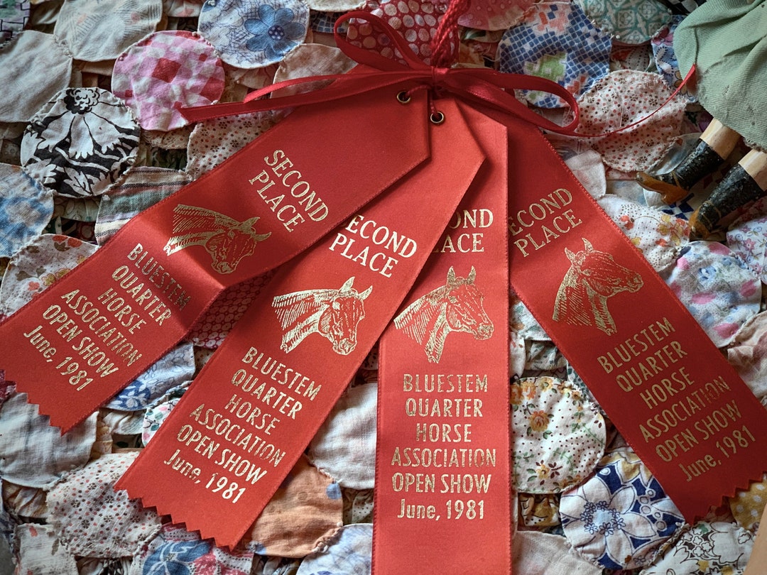 Vintage Set Horse Show Ribbons Red Second Place Quarter Horse Prize ...