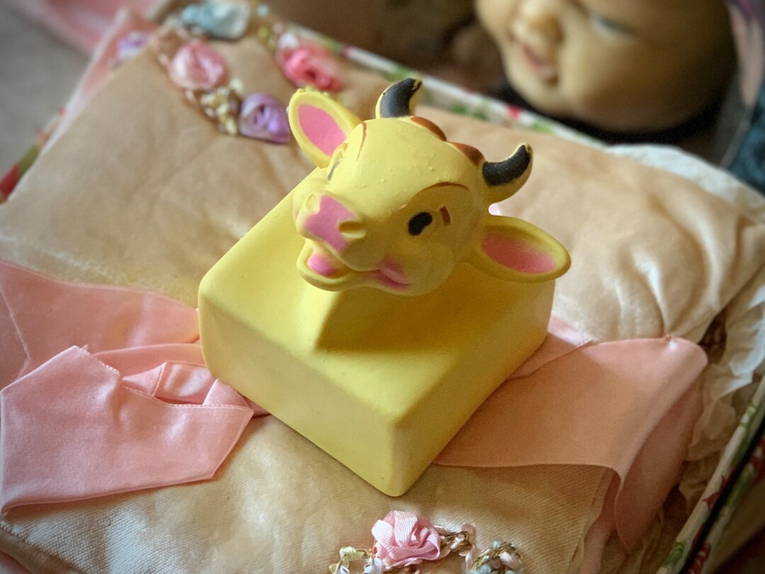 Vintage Alan Jay Rubber Squeaky Toy Yellow Cow Block - Etsy