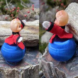 Vintage Mini Elf Ornament Cute Retro Japan Miniature Elf on Blue Satin ...
