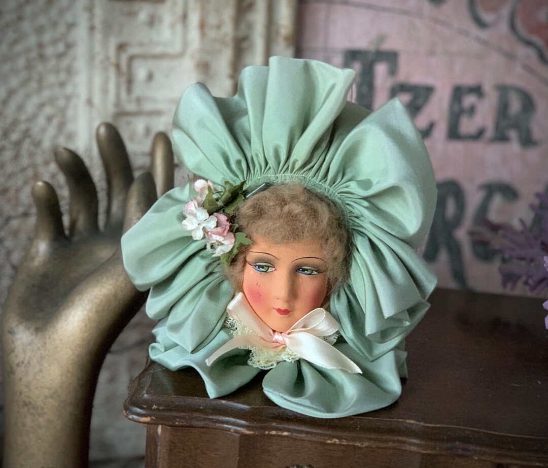 Vintage German Flapper Doll Head Antique Miniature Fancy Mache Doll ...