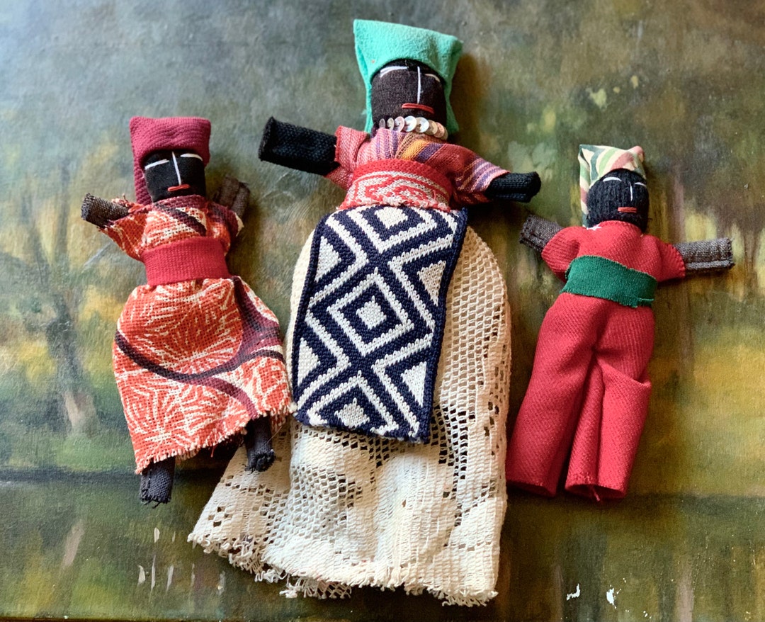 Vintage Set Mini Homemade Cloth Dolls Handmade Colorful Miniature ...
