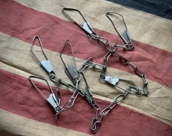 Vintage Fish Stringer Long Rusty Metal Hanging Clip Chain With Bobber ...