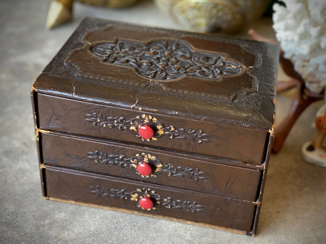 Vintage Small Paper Chest of Drawers Mini Ornate Embossed Cardboard ...