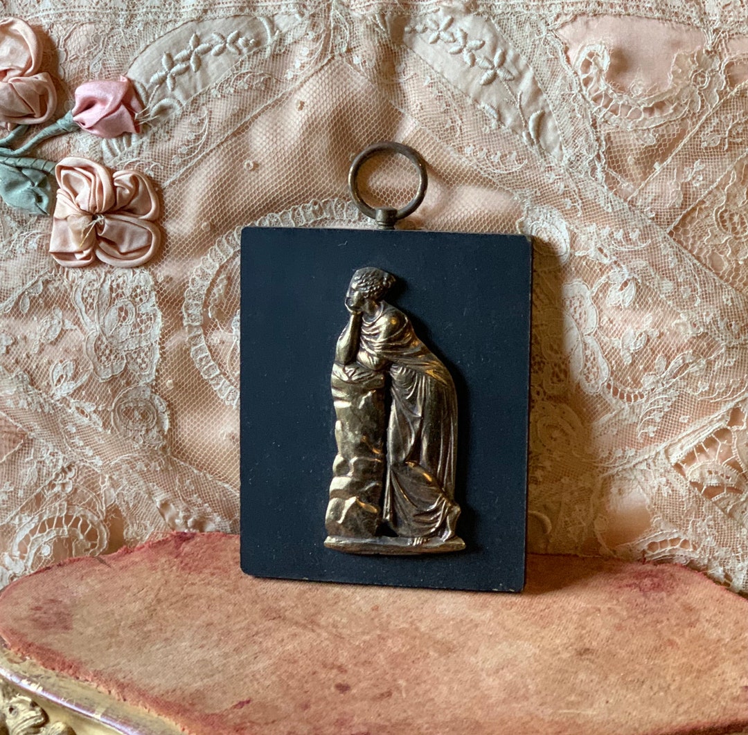 Vintage Mini Classical Wall Plaque Metal Wood Westwood Chadwick Greek ...