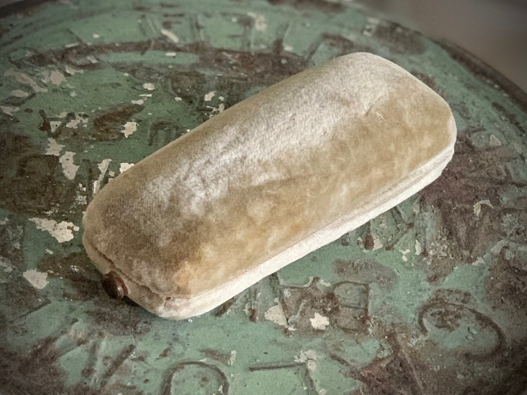 Antique Velvet Pin Box Old Age Worn Mini Art Deco Jewelry Button ...