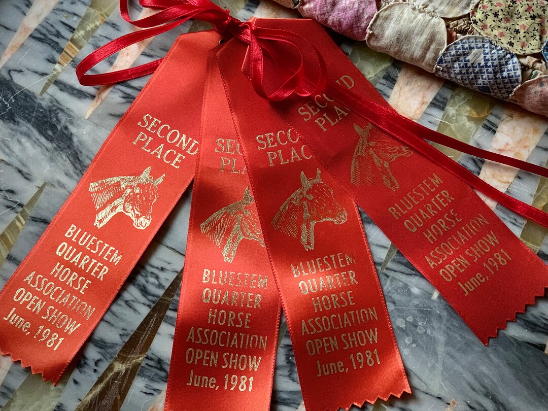 Vintage Set Horse Show Ribbons Red Second Place Quarter Horse Prize ...