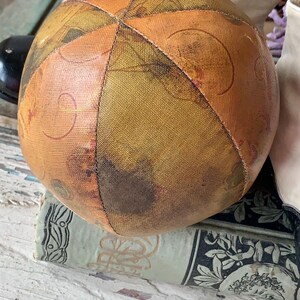 Vintage Oilcloth Ball Old Age Worn Antique Stuffed Ball Doll Accessory ...