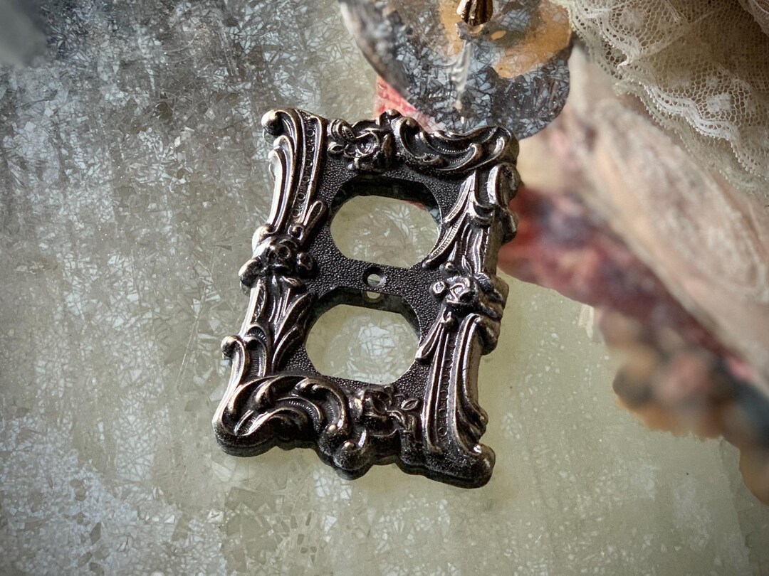 Vintage Ornate Metal Socket Cover Salvaged Socket Plate Romantic Decor ...