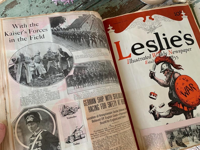 Antique WW1 Scrapbook Album Newspaper Clippings Scrap Book - Etsy