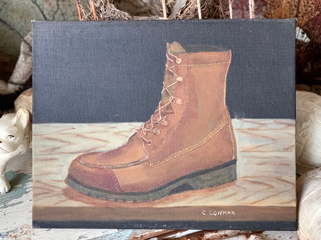 Vintage Original Painting Signed Art Boot Still Life 8 X 10 Inch - Etsy