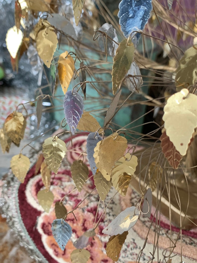 Vintage Gold Tree Statue Wire Sculpture Dangly Leaves Modern - Etsy