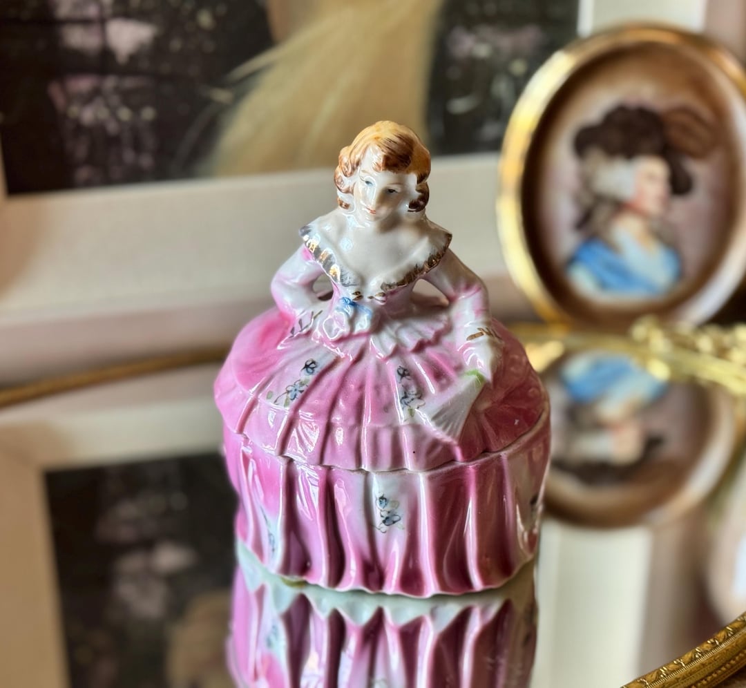 Vintage Ucagco Japan Porcelain Box Pink Lady Girl Dresser Doll Jar - Etsy