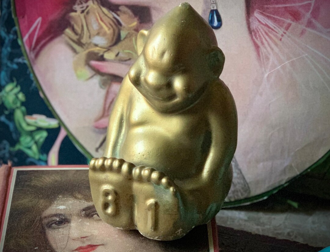 Vintage Billiken Figurine Small Plaster Chalkware Jester Statue Mini ...