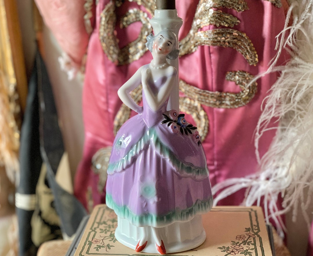 Vintage Flapper Girl Figural Small Lamp Base Bavaria Porcelain Lady ...